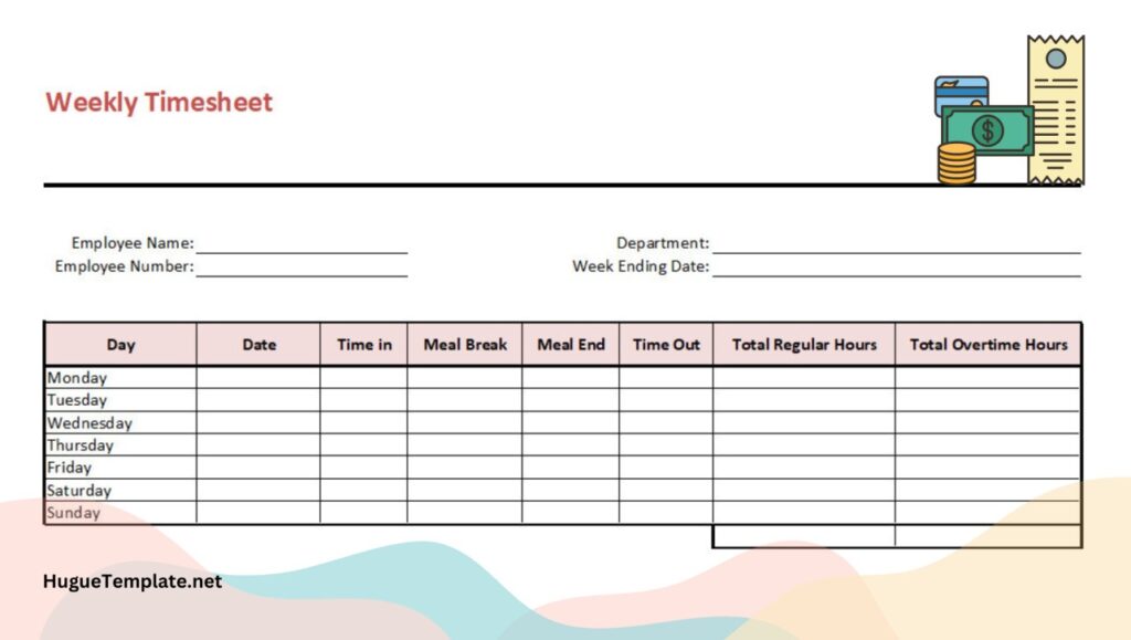 Printable Weekly Timesheet Template (Excel)