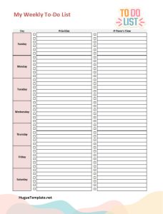 Printable Weekly To-Do List Template