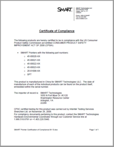Certificate of Compliance Template