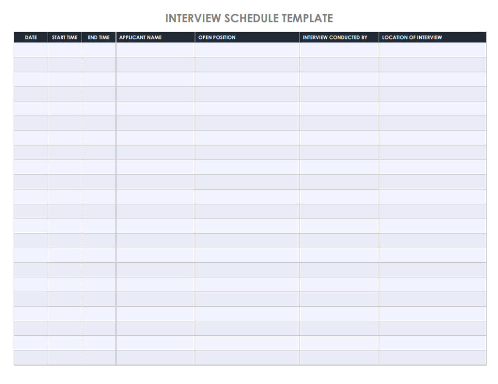 Free Printable Interview Schedule Template