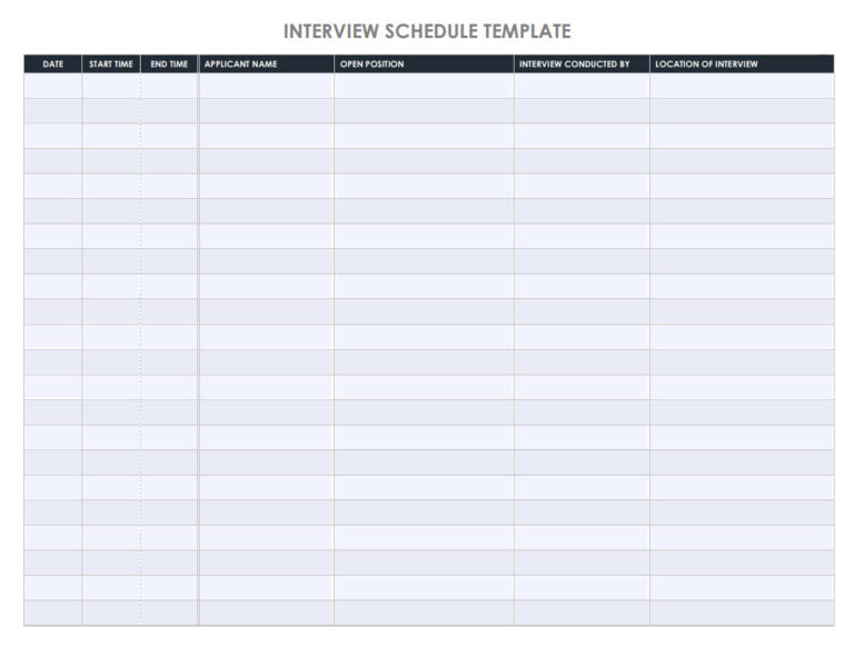 Free Printable Interview Schedule Template